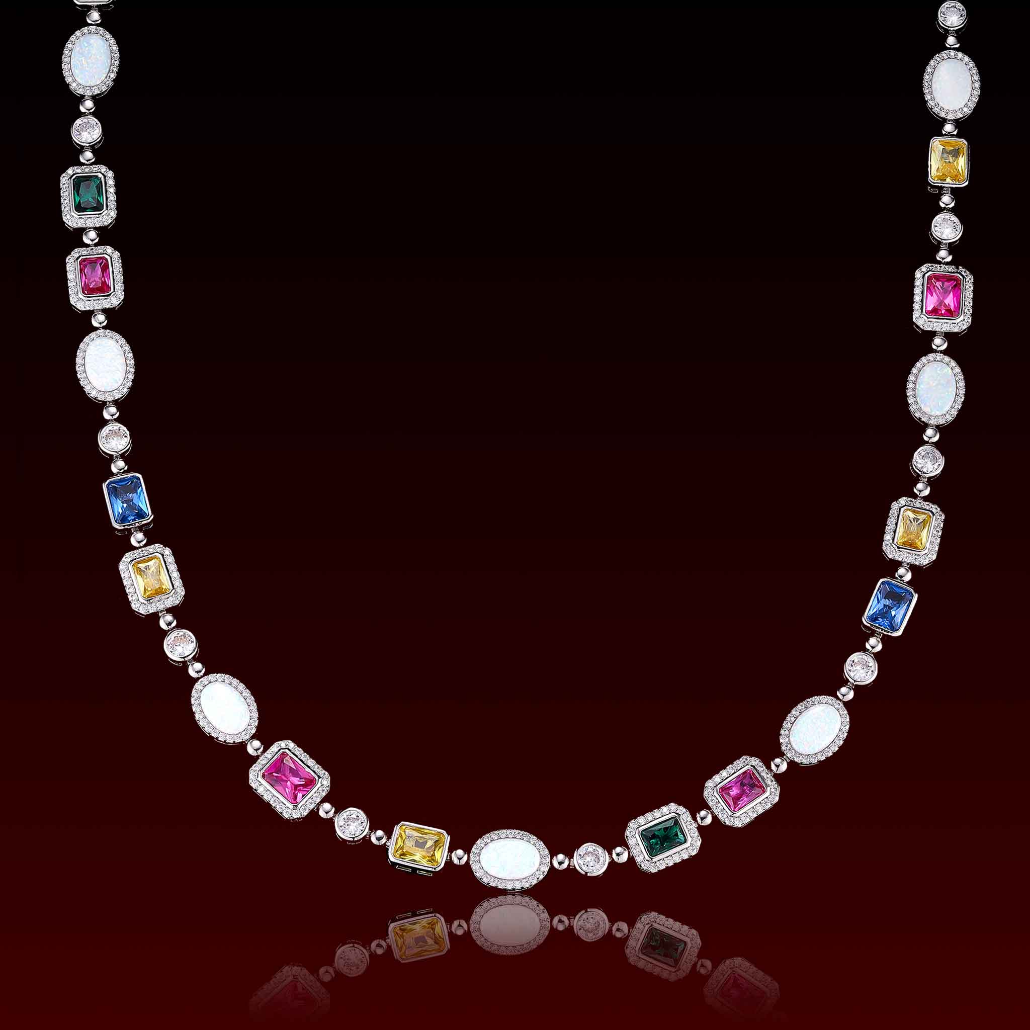 Opal Color Gemstone Iced Out Chain – Globetuch
